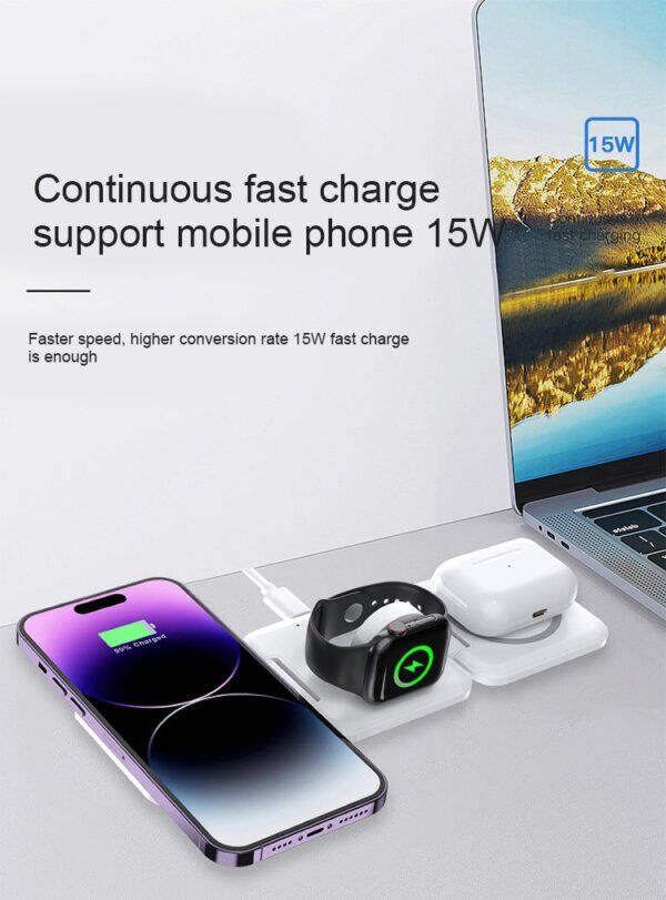 3 in 1 Foldable Wireless Charger Mini Size MagSafe Magnetic Charger for ...