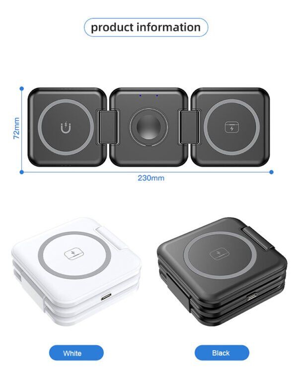 3 in 1 Foldable Wireless Charger Mini Size MagSafe Magnetic Charger for ...